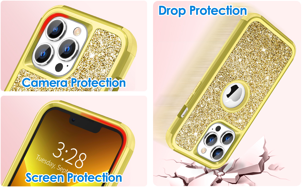 Amazon.com: Hython Case for iPhone 13 Pro Max Case Glitter, Cute Shiny Bling Sparkle Cover ...