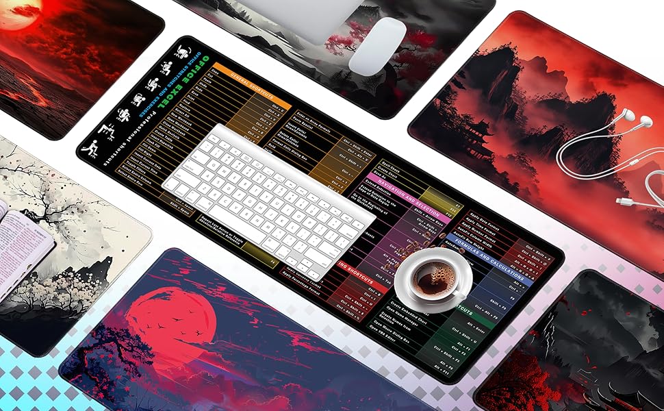 Amazon.com: Excel Cheat Sheet Mouse Pad - Large Gaming Mousepad - Excel ...