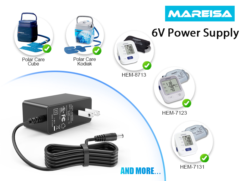Amazon.com: 6V DC Power Supply, for Breg Polar Care Cube #10698 Power Cord 6V Charger Compatible ...