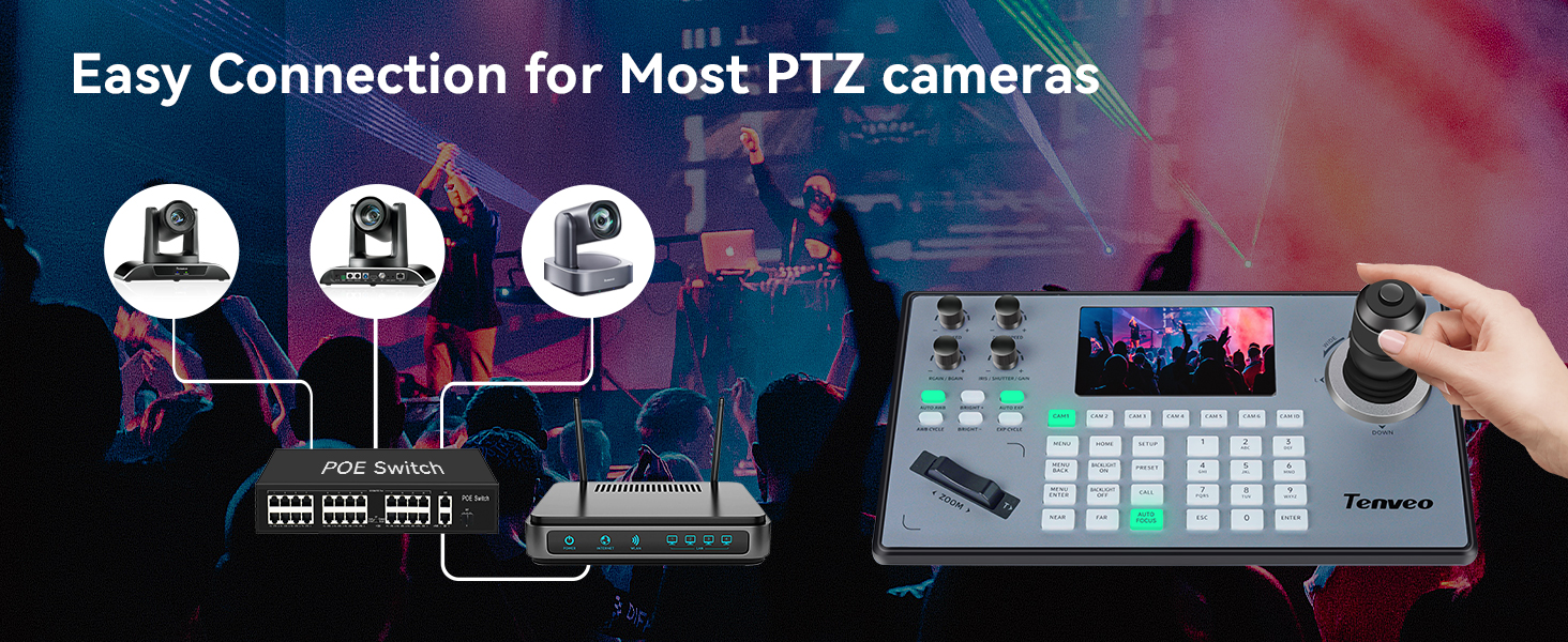 Amazon.com: Tenveo NDI PTZ Camera Joystick Controller, 5'' LCD Screen ...