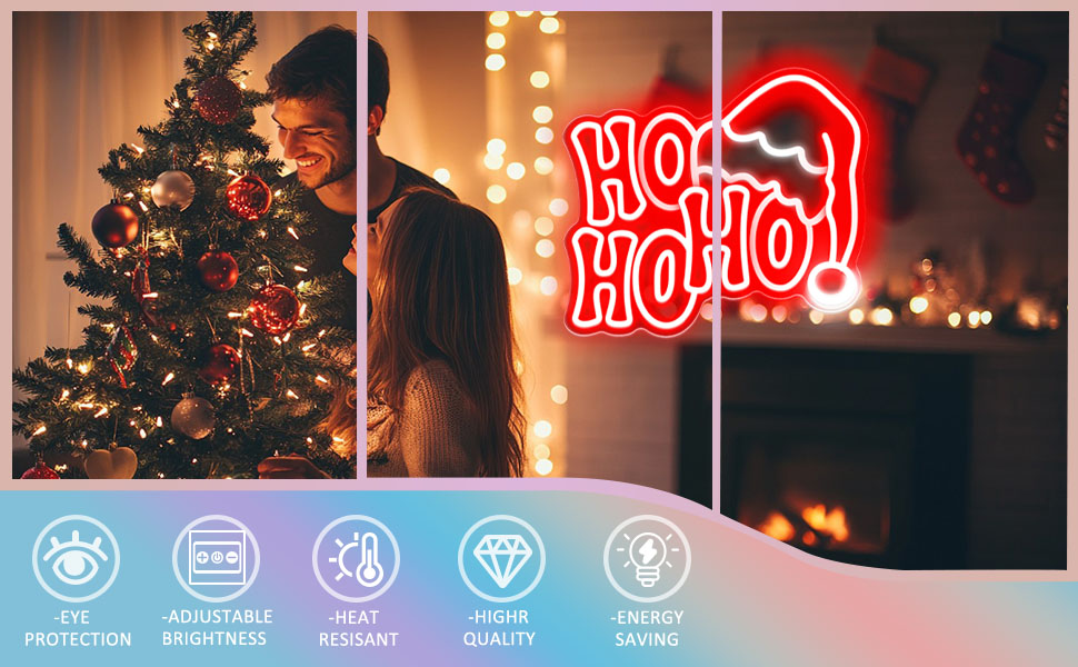 Merry Christmas Neon Sign - HOHOHO LED Neon Light for Christmas Decoration, USB Powered Neon ...