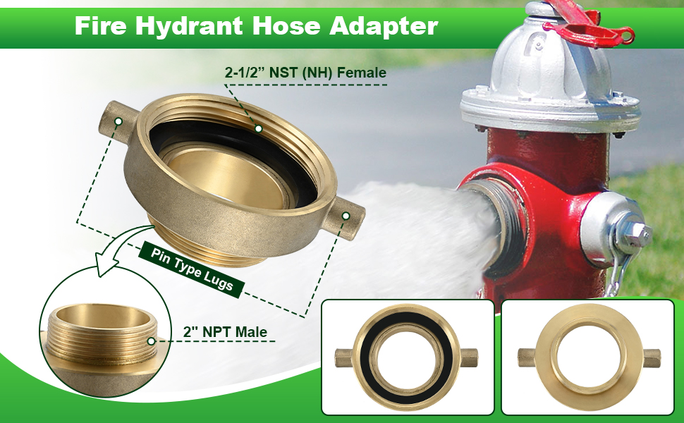 Amazon.com: Hicello Fire Hydrant Adapter 2-1/2" NST/NH Female x 2" NPT Male, Fire Hydrant Port ...
