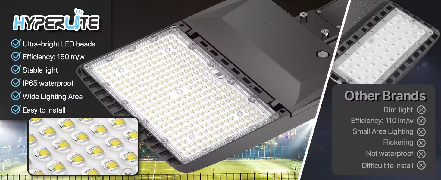 HYPERLITE 300W LED Parking Lot Lights, 2 Packs 45000LM 5000K Parking Lot Lighting with Photocell ...