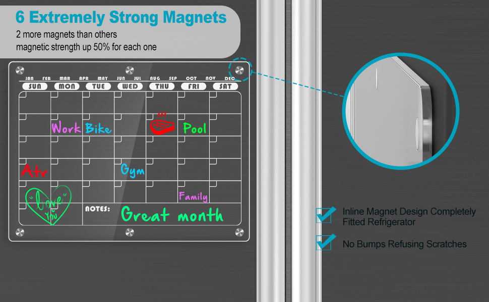 Amazon.com : Magnetic Acrylic Calendar for Fridge, 1 Pcs Dry Erase ...