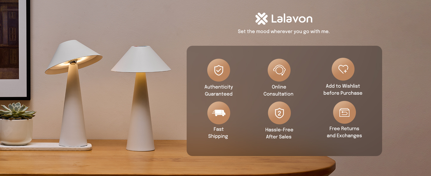 Lalavon Magnetic Cordless Table Lamp, Portable Small LED Battery Operated Lamp Rechargeable ...