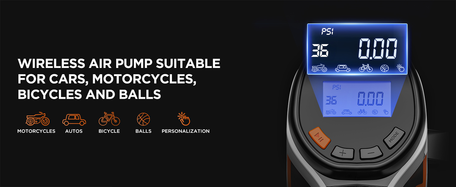 Amazon.com: Litheli Cordless Air Compressor, 20V Portable Air Compressor, Cordless Tire Pump for ...