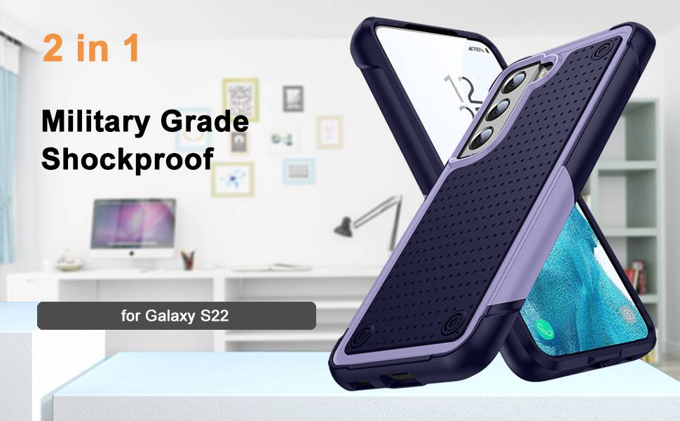 Amazon.com: TORRTOWAY Designed for Samsung Galaxy S22 Case 2 in 1 Gift Militay Grade Drop ...