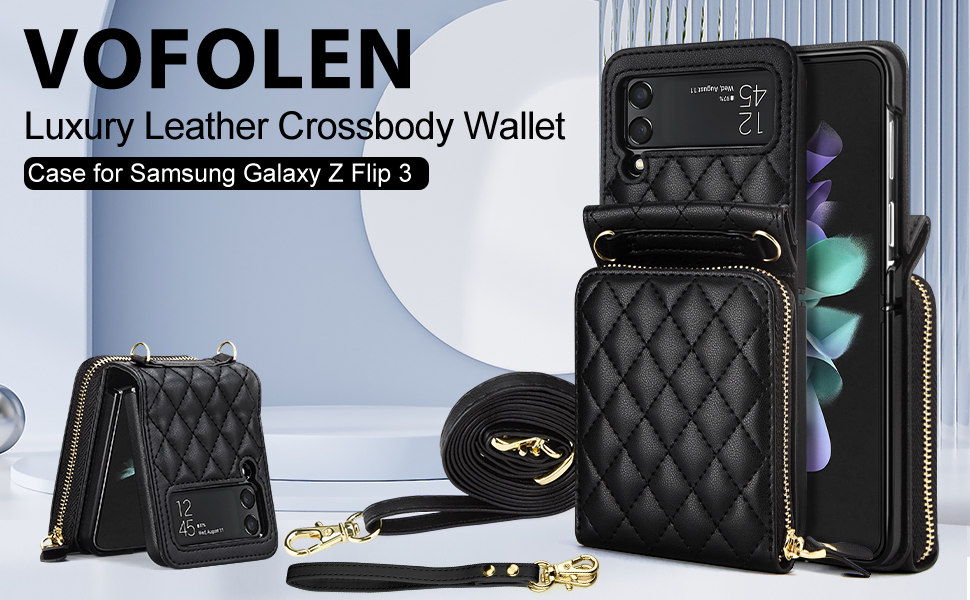 Amazon.com: Vofolen for Samsung Galaxy Z Flip 3 Case with Card Holder Crossbody 8-Card Slots ...