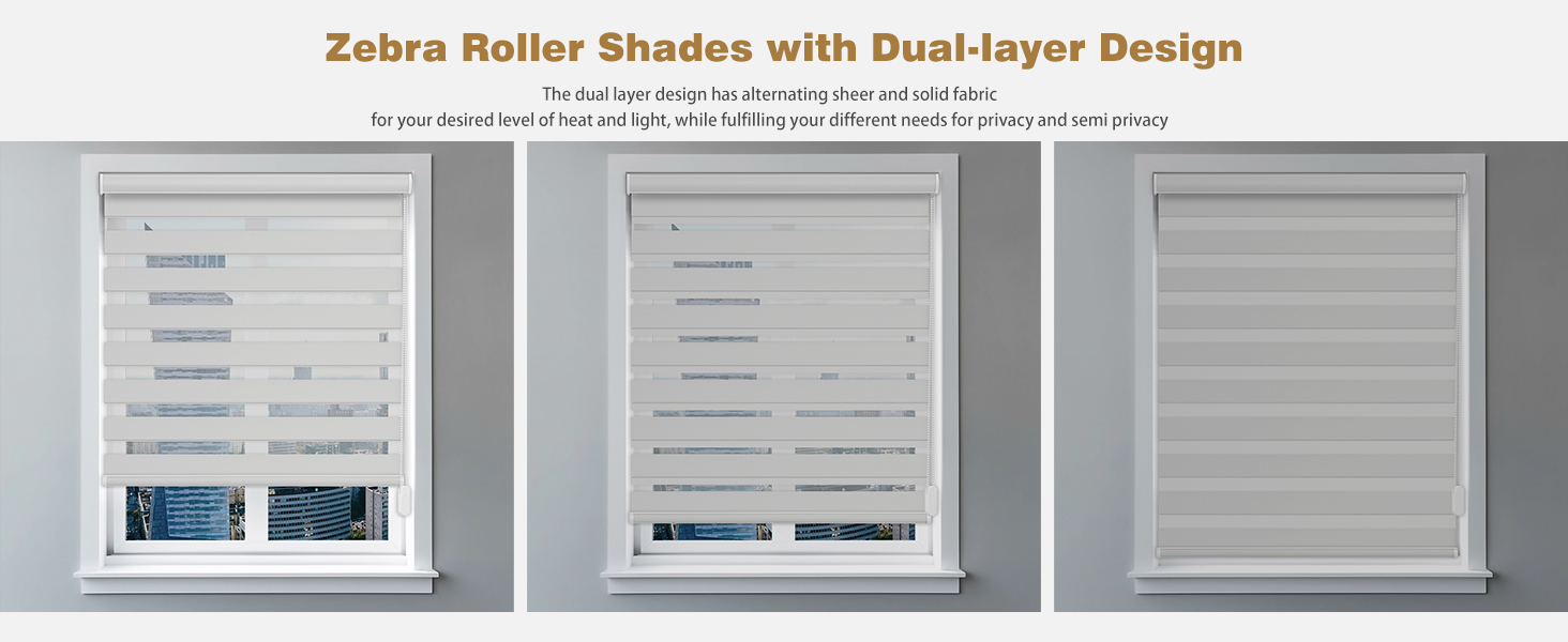 Amazon.com: Changshade Corded Zebra Blinds Custom Size, Blackout Zebra Roller Shades for Indoor ...