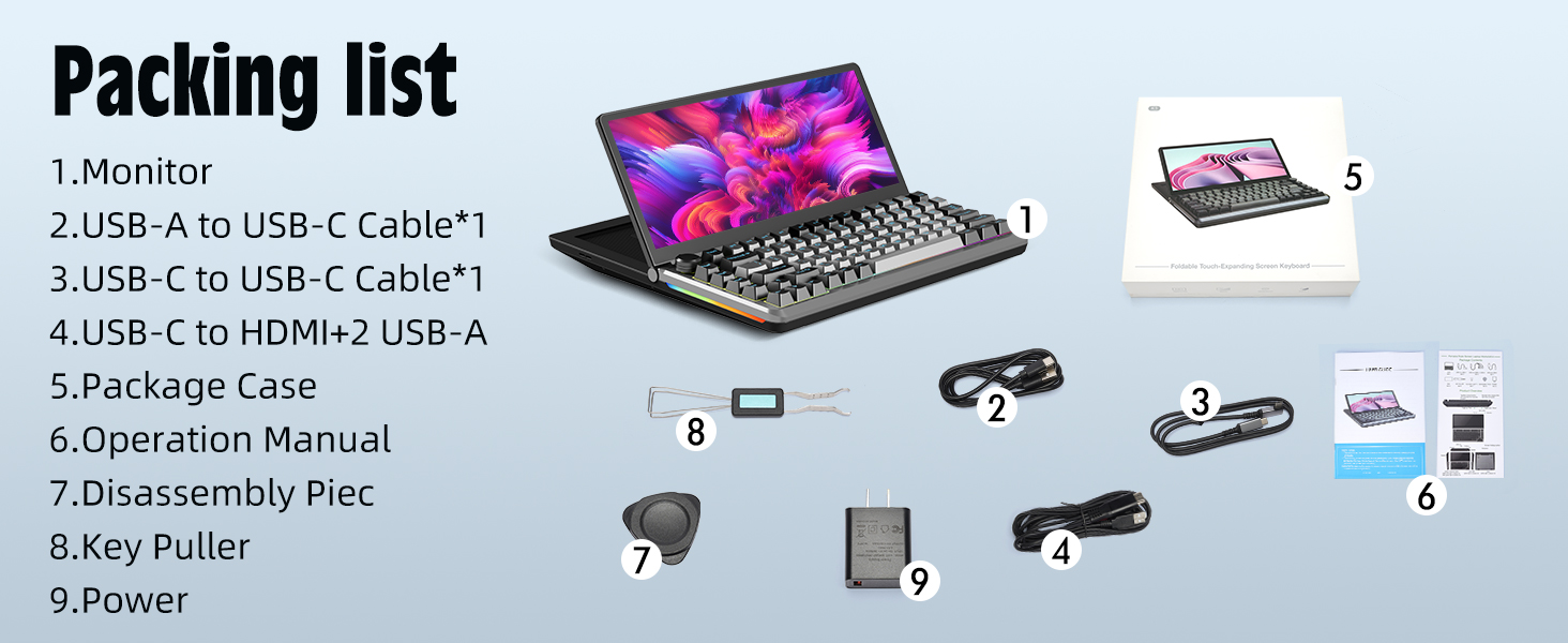 Amazon.com: AOKER Touch Screen Keyboard Monitor - Portable Foldable ...