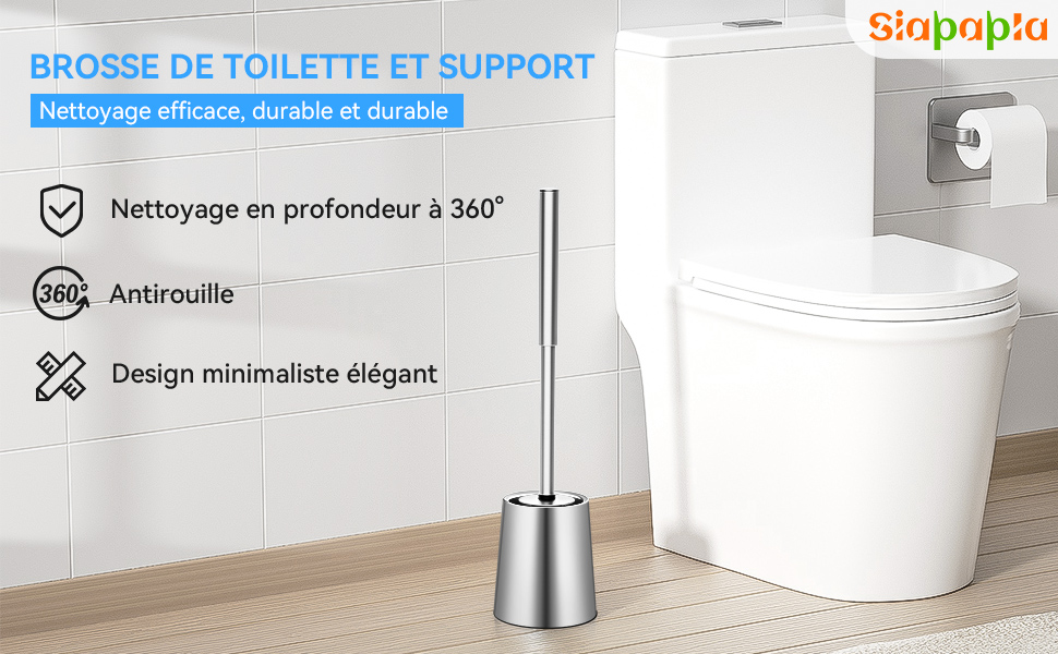 Siapapla Ensemble de Brosse WC - Brosse de Toilette fiable et hygiénique avec Support et poignée ...