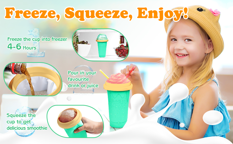 Amazon.com: KTEBO Frozen Magic Slushy Cup, Smoothie Cups with Lids and Straws, Slushie Maker Cup ...