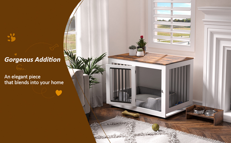 Amazon.com: Zakkart White Dog Crate Furniture for Large Dogs Up to 60 lbs. - Decorative Puppy ...