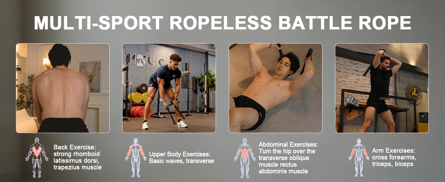 Amazon.com: ASIEIT Ropeless Battle Ropes for Home Gym, Lightweight Battle Rope for Fitness ...
