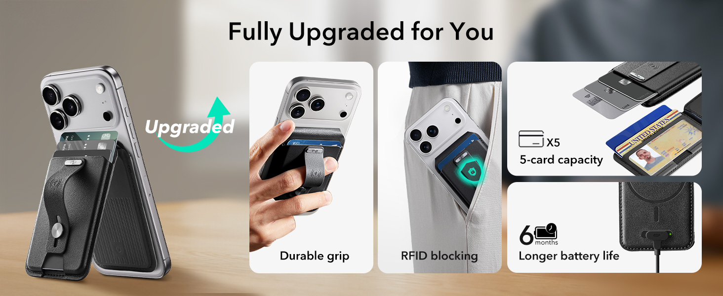 Amazon.com: ESR Geo for Magsafe Wallet with Full Find My Functionality,5 Card-Holder, RFID ...