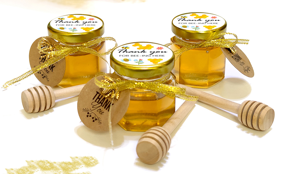 Amazon.com: Small Honey Jar, Mini Honey Jars with Dipper, Glass Honey Pot Baby Shower Favors ...