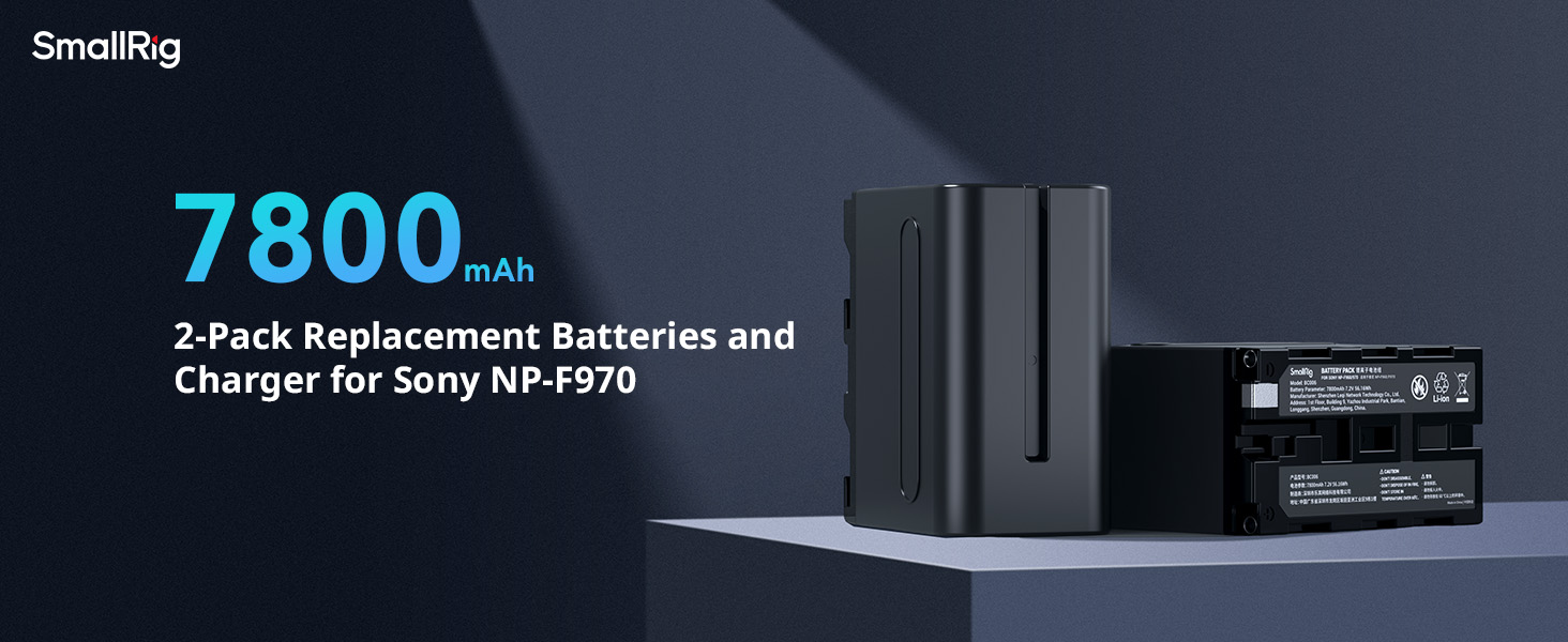 SMALLRIG Batería 7800 mAh Compatible con NP-F970 y Cargador, para Batería Sony NP-F970 (2Pack ...