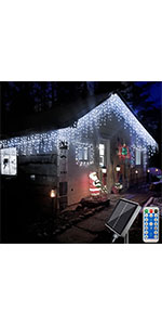 Homeleo Solar Icicle Lights, Outdoor Warm White LED Icicle Lights for ...
