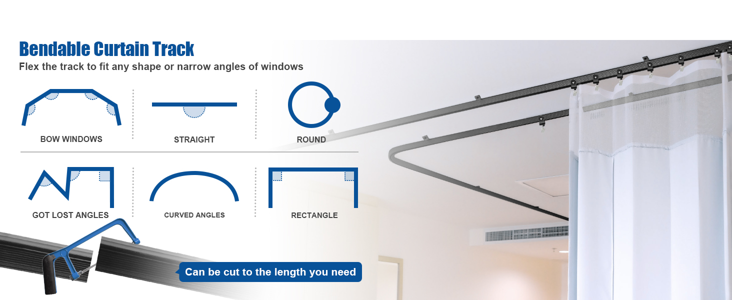 Amazon.com: TOKPLNU Ceiling Curtain Track, Flexible Bendable Curtain Track 10Ft Black Curved ...