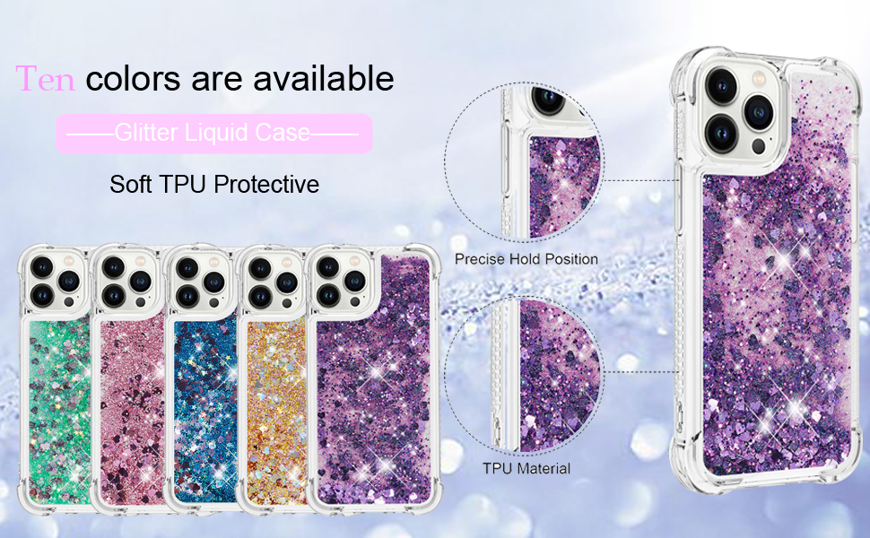 Amazon.com: LEMAXELERS Compatible with iPhone 13 Pro Max Case, Bling Glitter Liquid Clear Case ...
