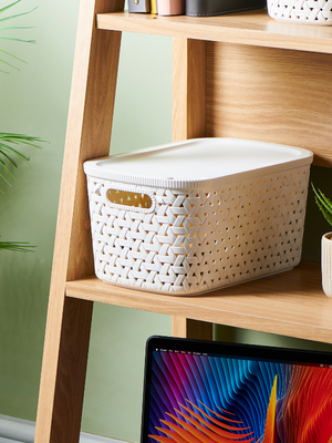 Store & Order Stackable Small Storage Basket - Decorative Plastic Box ...