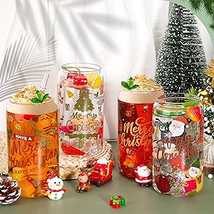 Amazon.com | pengtai Christmas Gifts Cups,Christmas Glass Tumbler,16oz ...