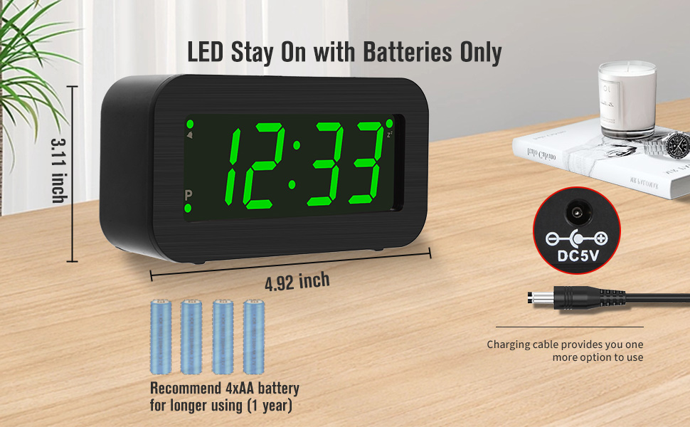 Amazon.com: Timegyro Digital Alarm Clock Battery Operated - LCD/LED ...