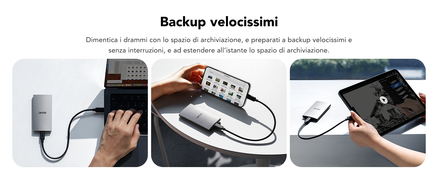 Lexar ES3 1TB SSD Esterno, SSD Portatile USB3.2 Gen2, PSSD fino a 1050MB/s lettura, 1000MB/s ...