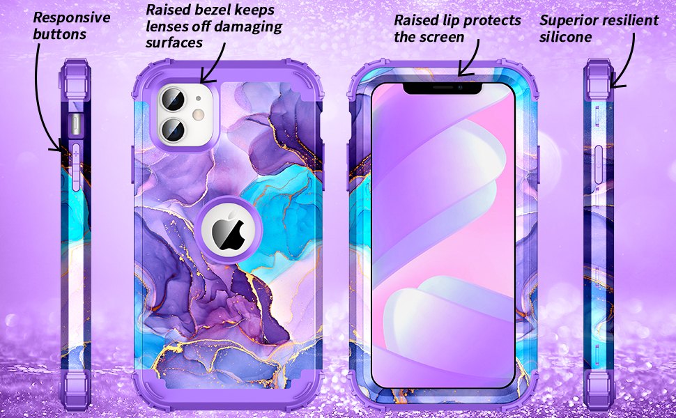Amazon.com: BQQFG for iPhone 11 Case,Marble Design Three Layer Heavy Duty Shockproof Hybrid Hard ...
