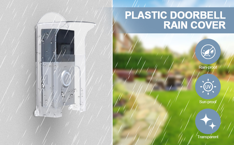 Smallterm Transparent Plastic Ring Doorbell Cover,Doorbell Rain Cover Suitable for Ring Models ...