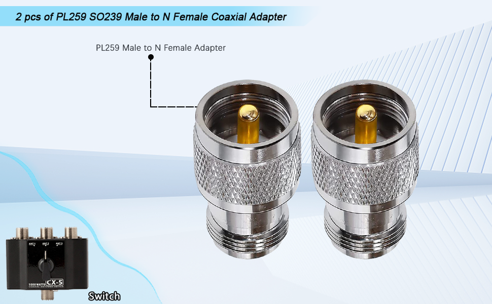 Amazon.com: TUOLNK UHF to N Coax Connector N-Type Female Jack to PL259 UHF Male Plug RF Coaxial ...