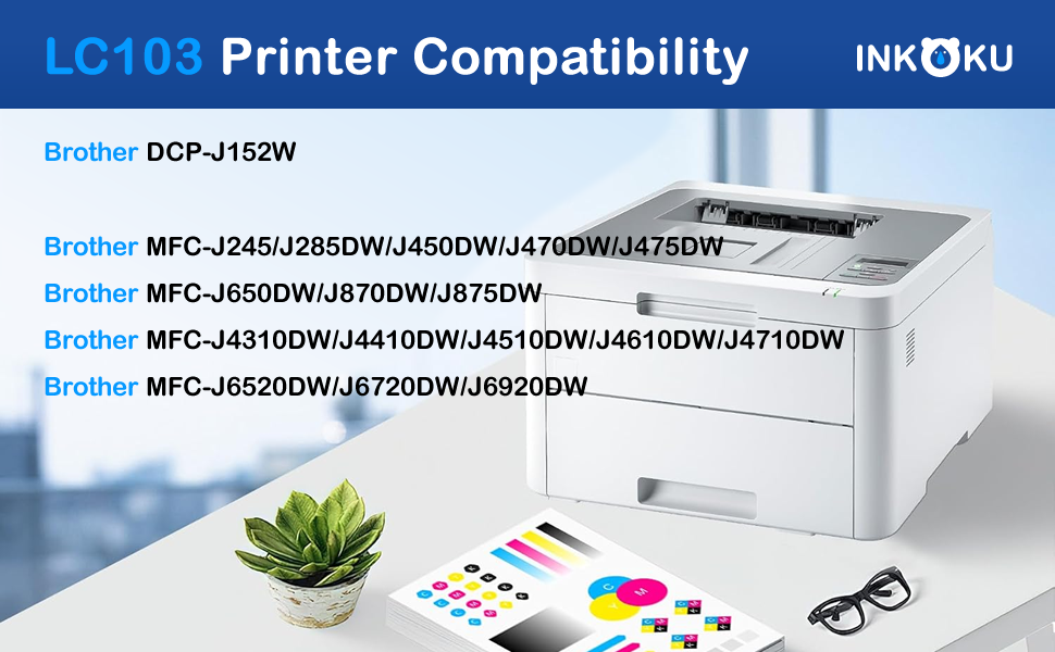 Amazon.com: INKOKU LC103XL Color Compatible for Brother LC103 Ink Cartridges LC101 LC103XL Combo ...