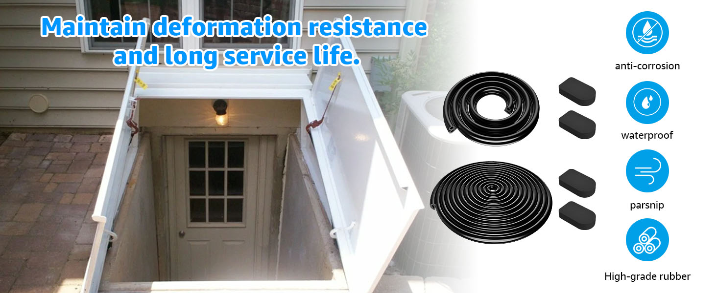 for Bilco Basement Door Seal Kit (1 x U Shaped Gasket, 1x Bulb Trim Gasket, 4 x Cap Seal Pad ...