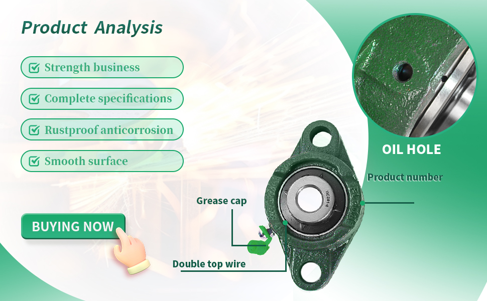 Grewirifc UCFL201-8 Pillow Block Bearings (2 Pack) - 1/2 inch Bore, 2 Bolt Flange Mounted, Solid ...