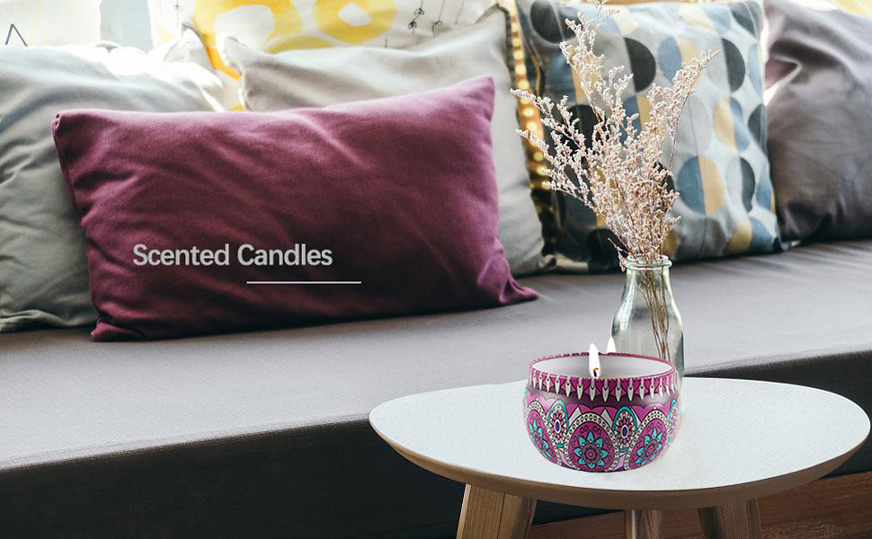 Scented Candles Gift Set Aromatherapy Candle Smokeless with Natural Soy Wax, 9pcs Portable ...