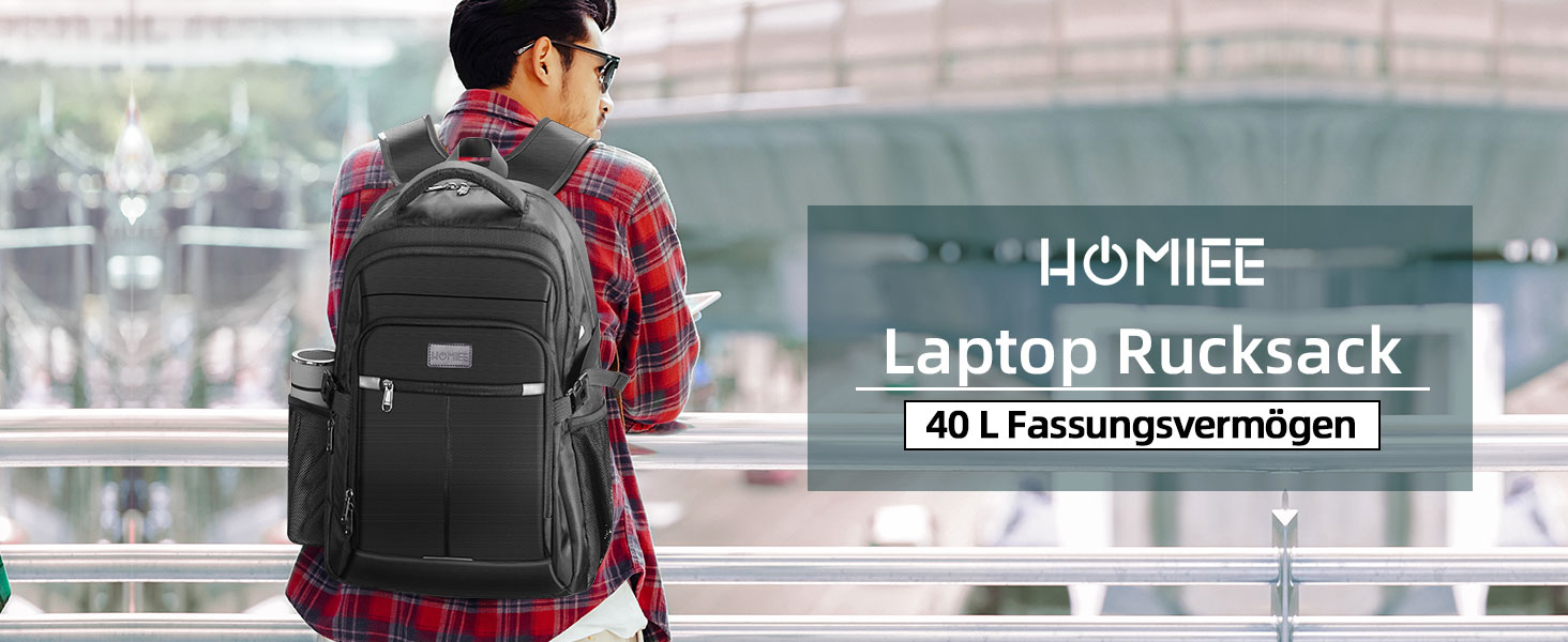 HOMIEE Rucksack Herren Wasserdicht Handgepäck Rucksack Reiserucksack Groß 17,3 Zoll Laptop ...