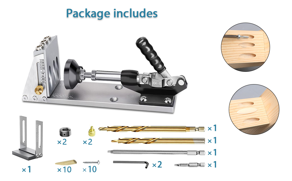 Seekelf Pocket Hole Jig Kit,Professional Dowel Jig Kit Woodworking ...