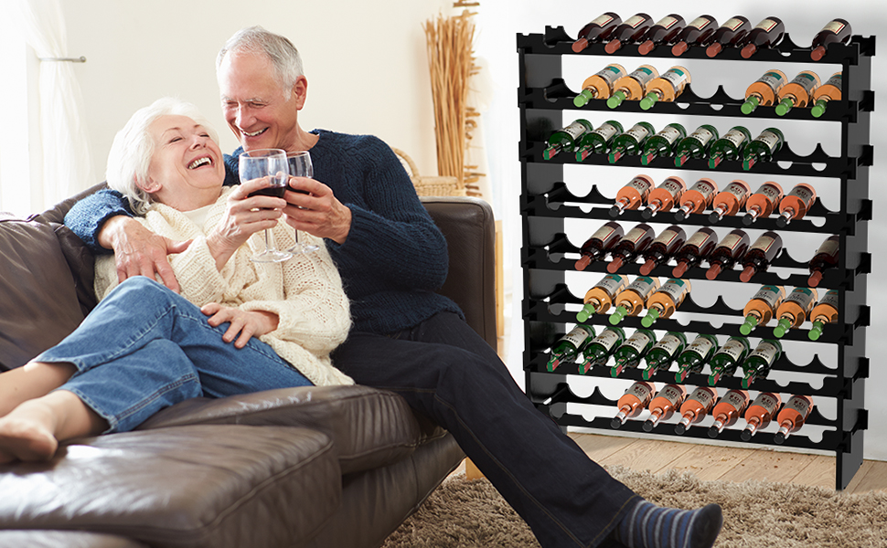Amazon.com: Domax Wine Rack Freestanding Floor - 8 Tiers Wine Bottle Holder 72 Bottle Stackable ...