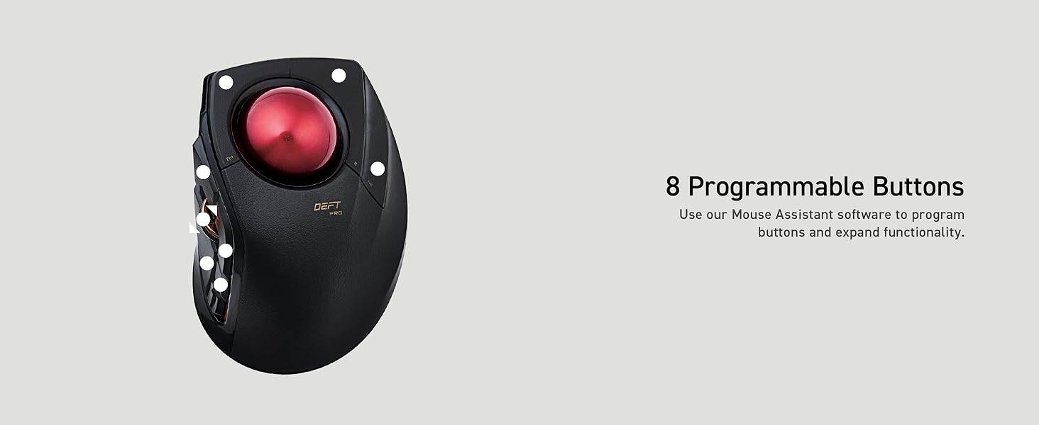 Amazon.com: ELECOM DEFT PRO Trackball Mouse, Wired, Wireless, Bluetooth 3 Types Connection ...