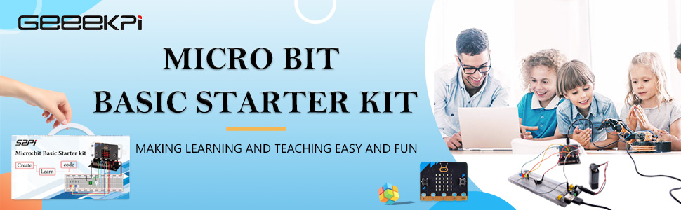 GeeekPi MicroBit Basic Starter Kit with BBC Micro:Bit V2.2 Board, DIY Programming STEM Kit with ...