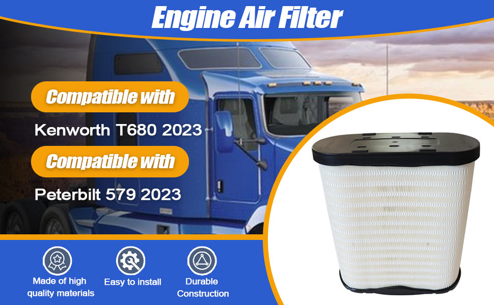 XQSMWF D37-1061 Filtro de aire de motor compatible con Kenworth T680 2023, apto para Peterbilt ...
