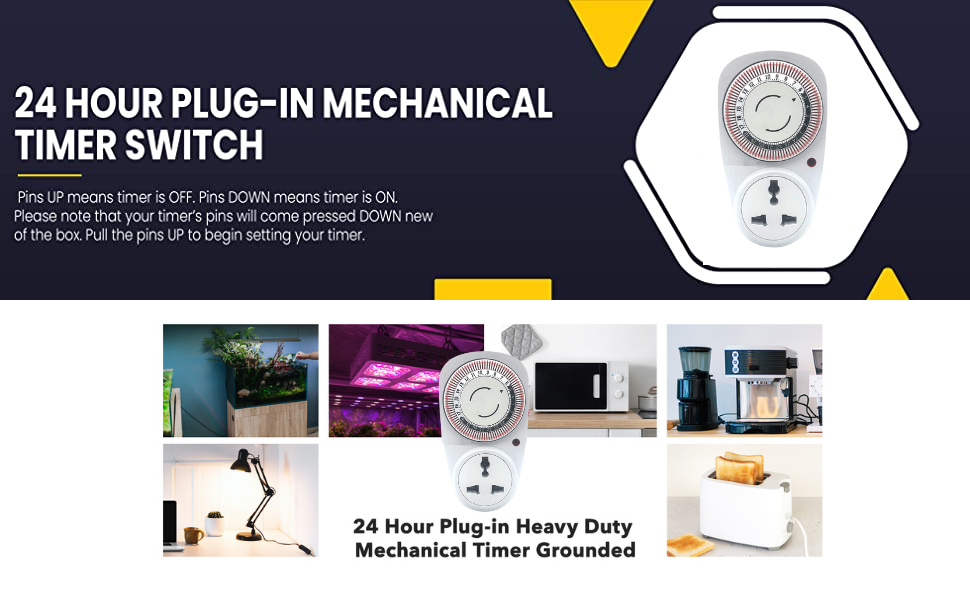 STORE77® 24 Hour Plugin Mechanical Timer Switch for Automatically Turns on/Off Mechanical Timer ...