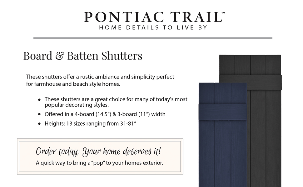 Amazon.com: Pontiac Trail Board & Batten Vinyl Shutters (1 Pair) | 14.5"x31" (4-Board) - Stone ...