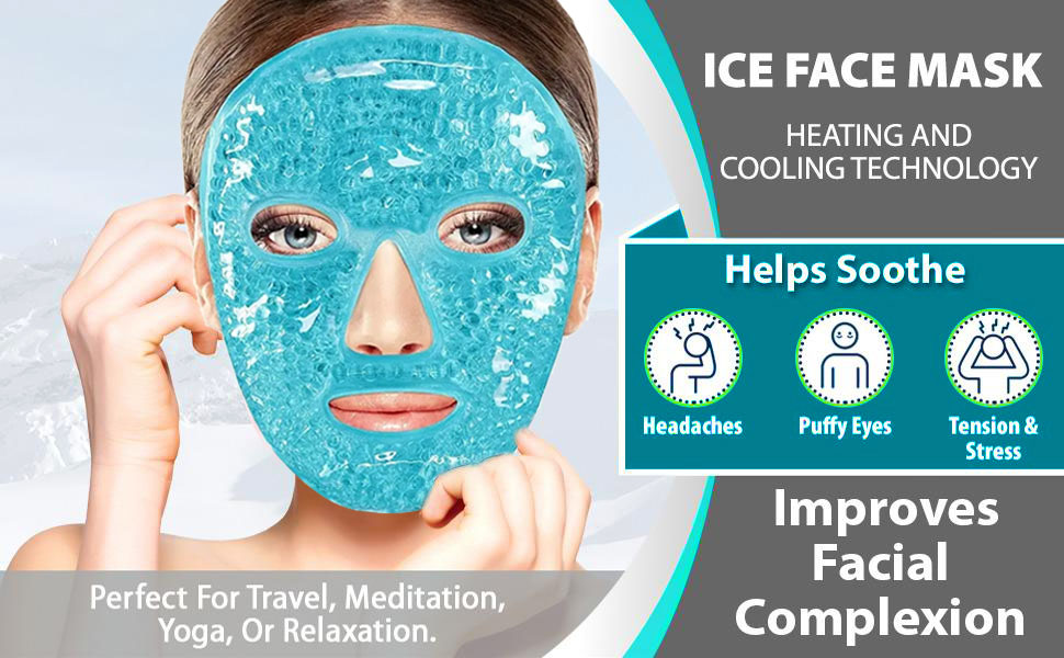 Gamufw Cooling Face Mask Hot Cold Therapy Gel Ice Face Mask for Face Puffiness, Recovering after ...