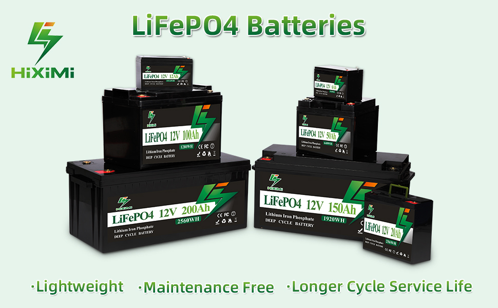 HiXiMi LiFePO4 Battery 12V 150Ah Lithium Iron Phosphate Rechargeable Battery Deep Cycles and ...