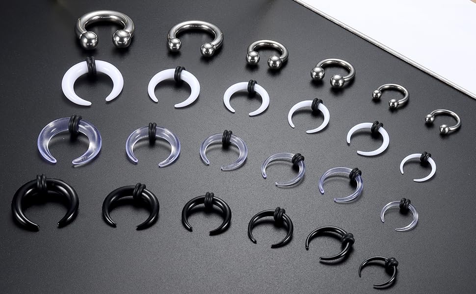 Amazon.com: Jstyle 14G-4G Acrylic Pincher Tapers Septum Ring C Shape Stainless Steel Buffalo ...