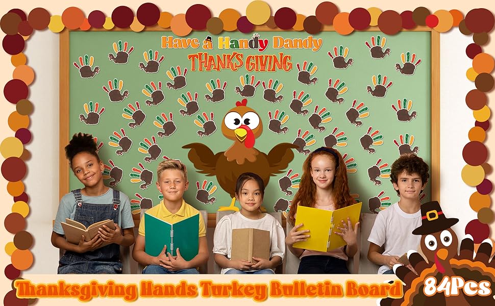 Amazon.com : B1ykin 78Pcs Thanksgiving Thankful Hands Turkey Bulletin ...