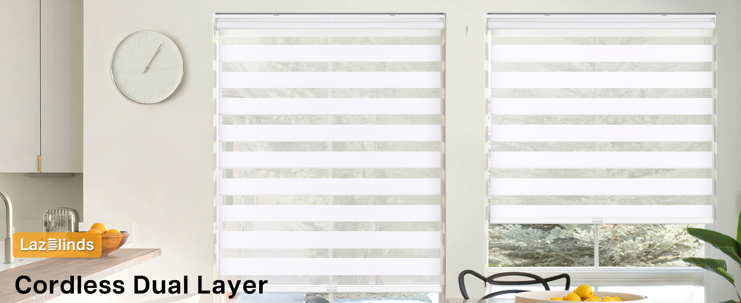 Amazon.com: LazBlinds No Tools No Drill Cordless Zebra Blinds for ...