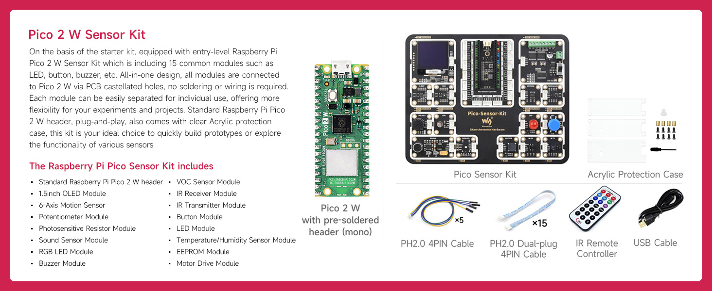 Amazon.com: Waveshare Raspberry-Pi-Pico-2W-CC, Compatible with Raspberry Pi Pico 2 ...