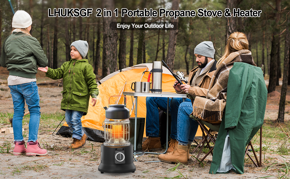LHUKSGF Camping Propane Heaters for Indoor Use, 2 in 1 Portable Gas Stove & Heater, Outdoor Tent ...